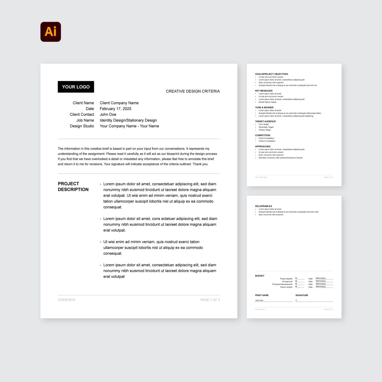 Font Lettering Typography Grid Template for Illustrator