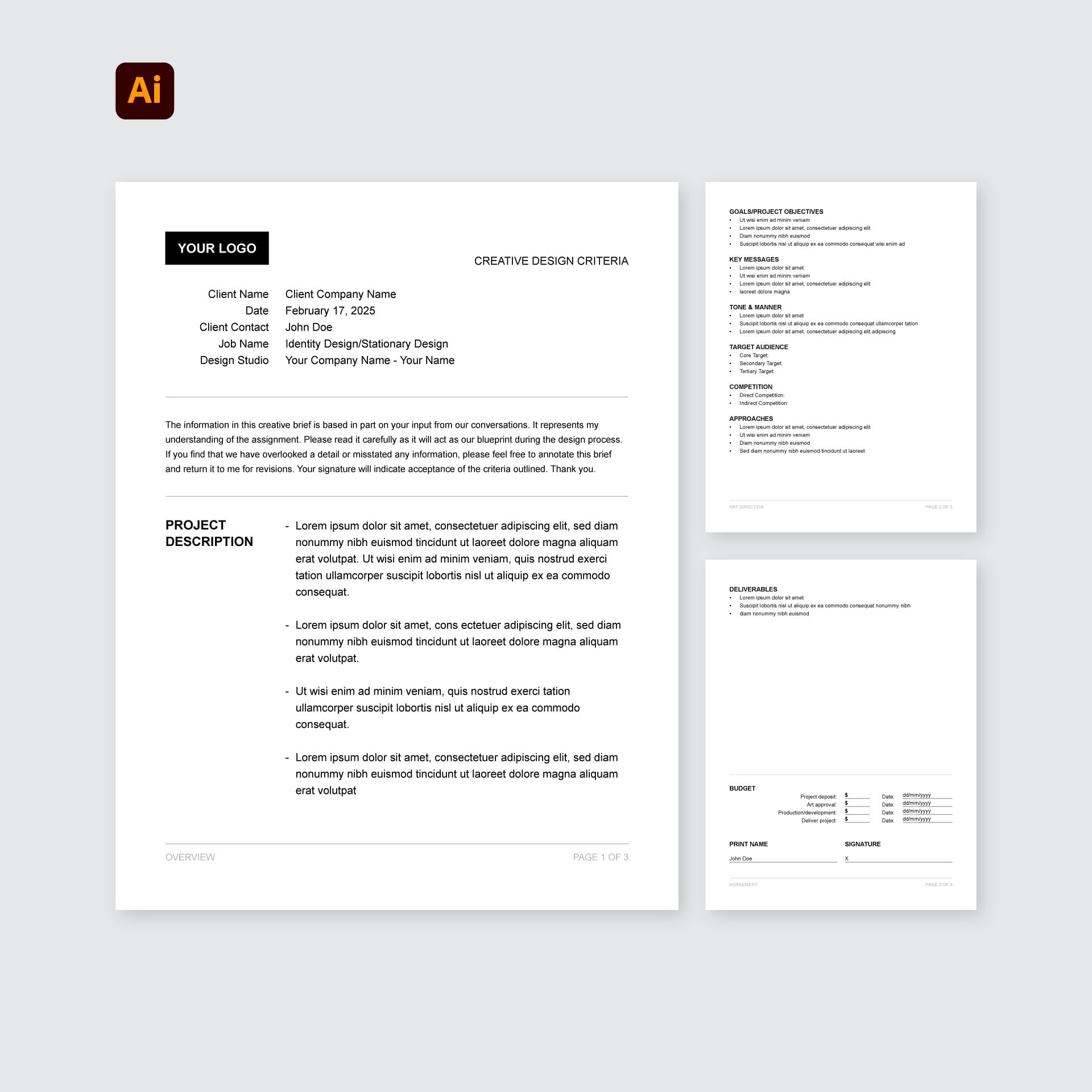 Design Brief Template for Illustrator - Mind Island Design