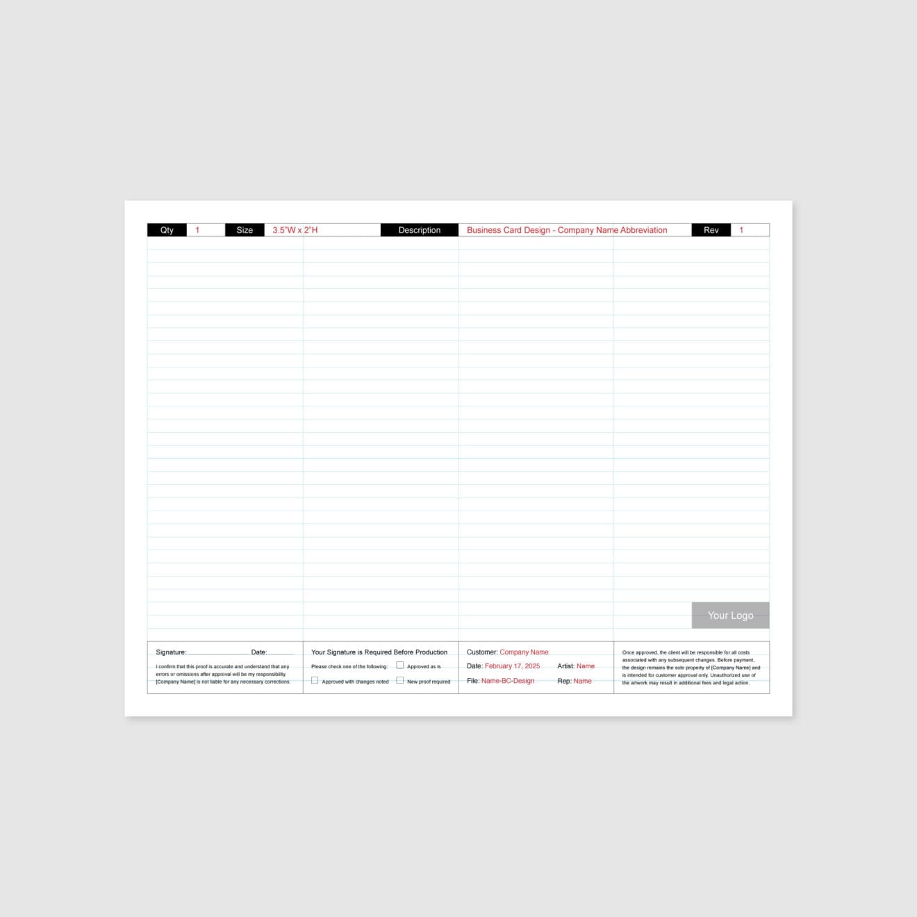 Design Proof Page Template for Illustrator - Mind Island Design