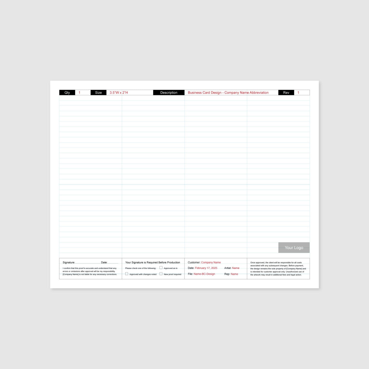 Design Proof Page Template for Illustrator - Mind Island Design