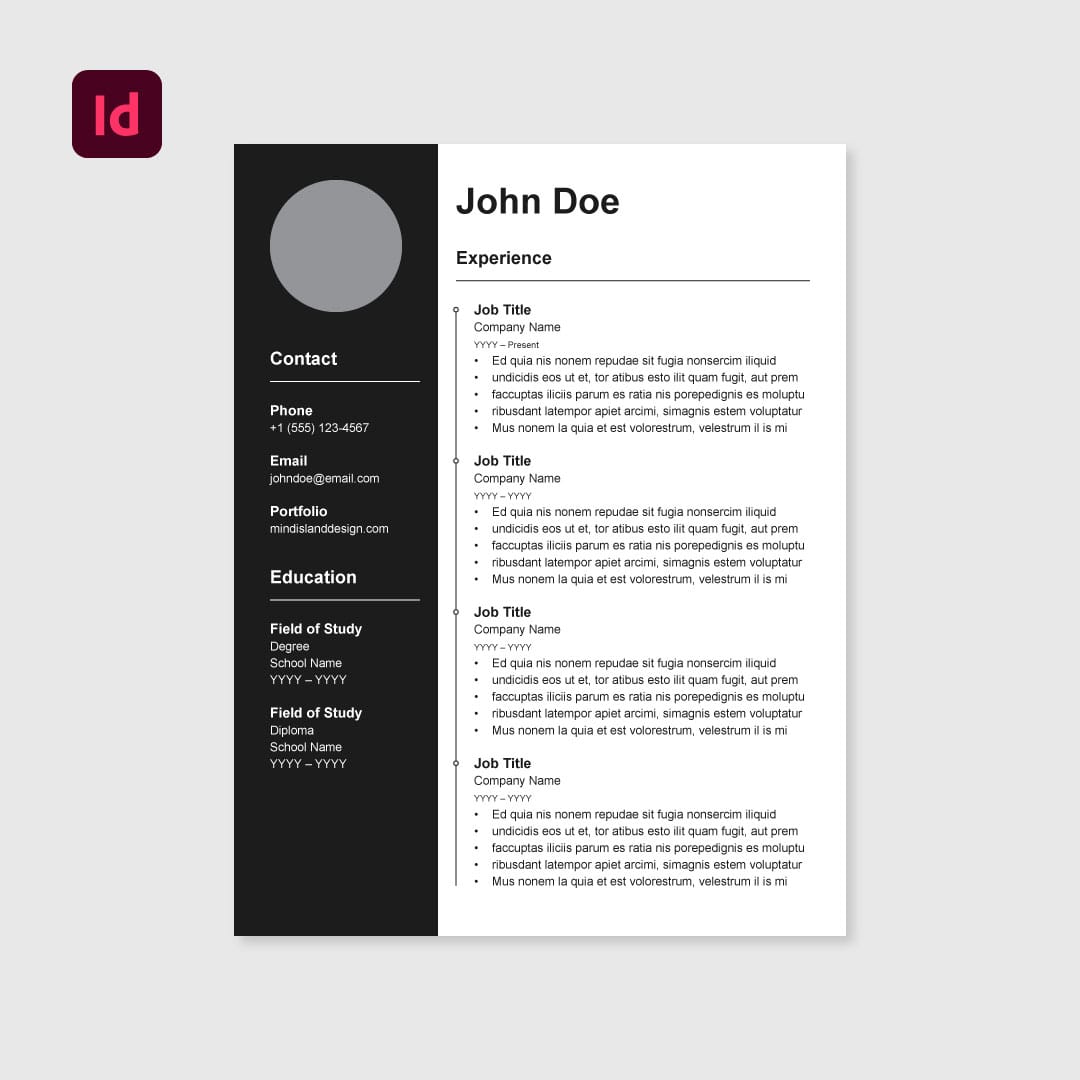 Creative Resume Template for InDesign - Mind Island Design