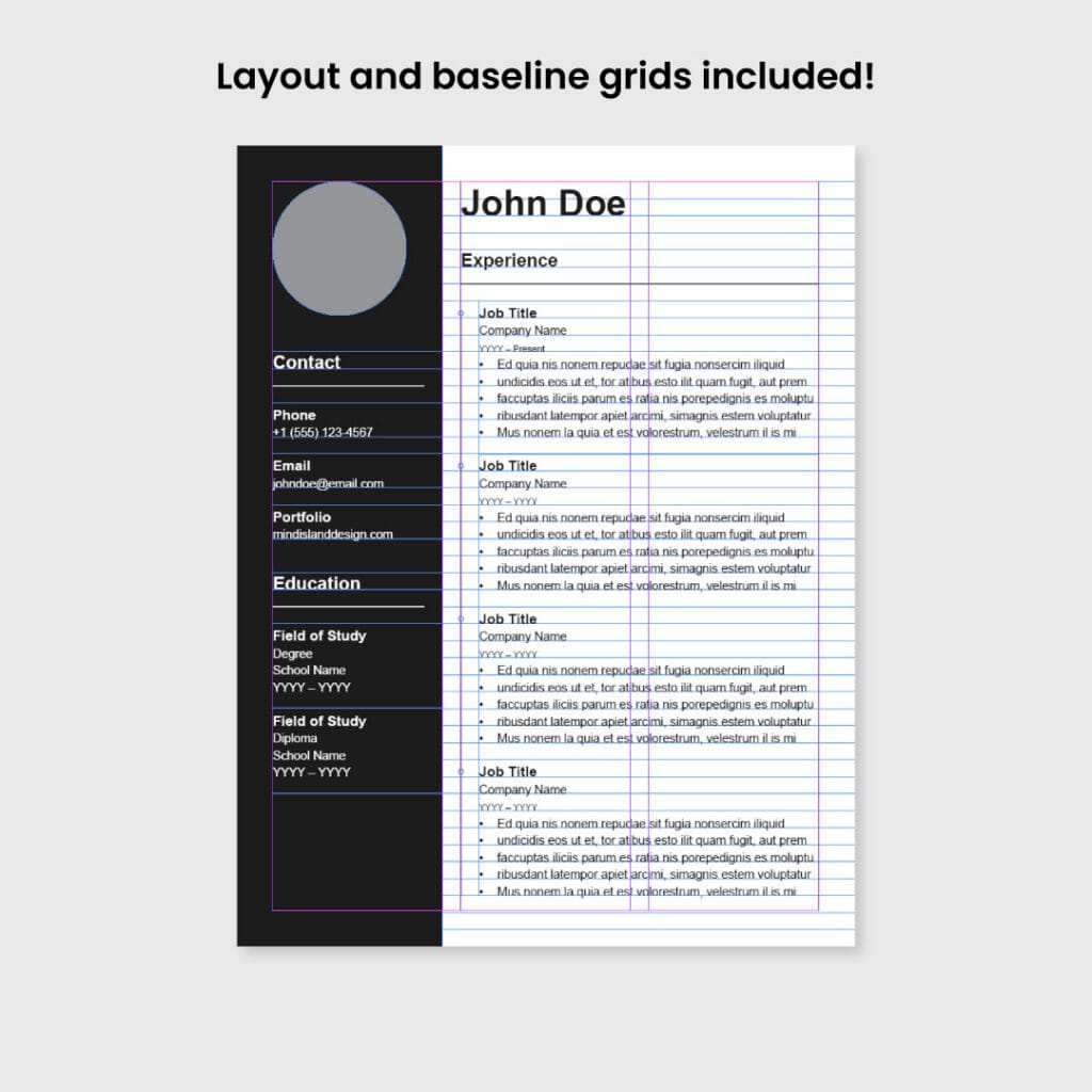 Creative Resume Template for InDesign - Mind Island Design