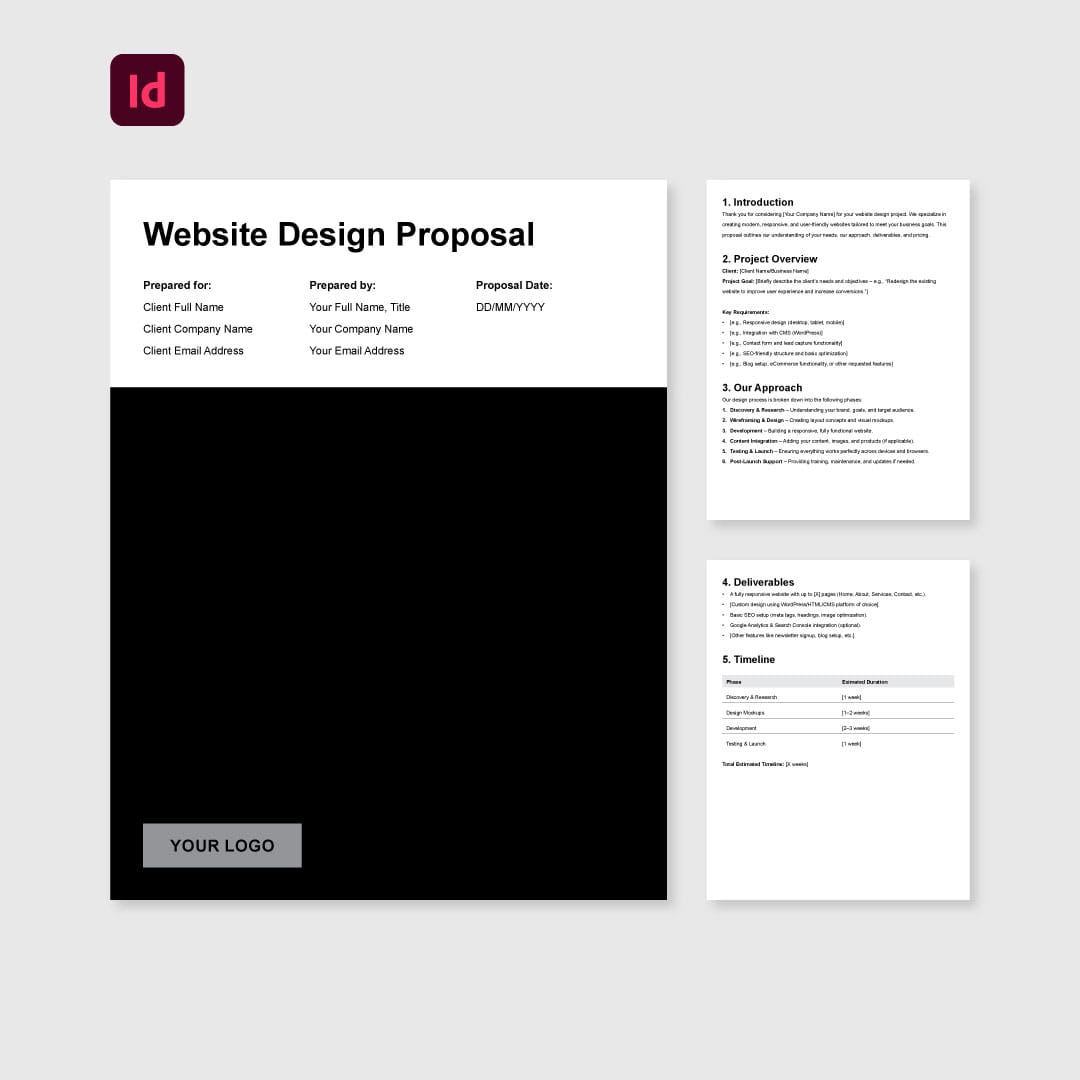 Website Design Proposal Template for InDesign - Mind Island Design