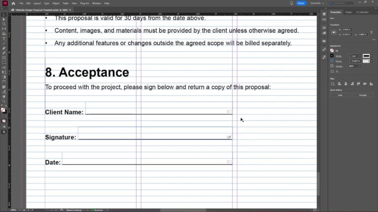 How to Move Signature Lines With Text in InDesign