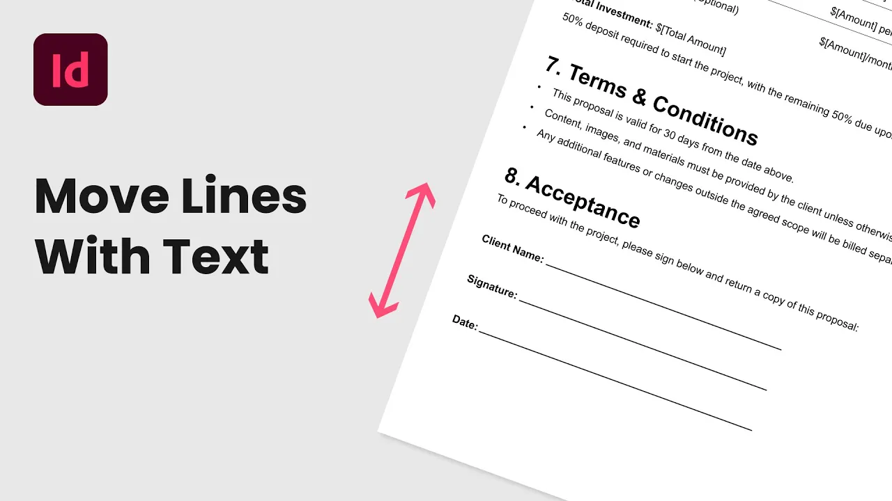 How to Move Signature Lines With Text in InDesign